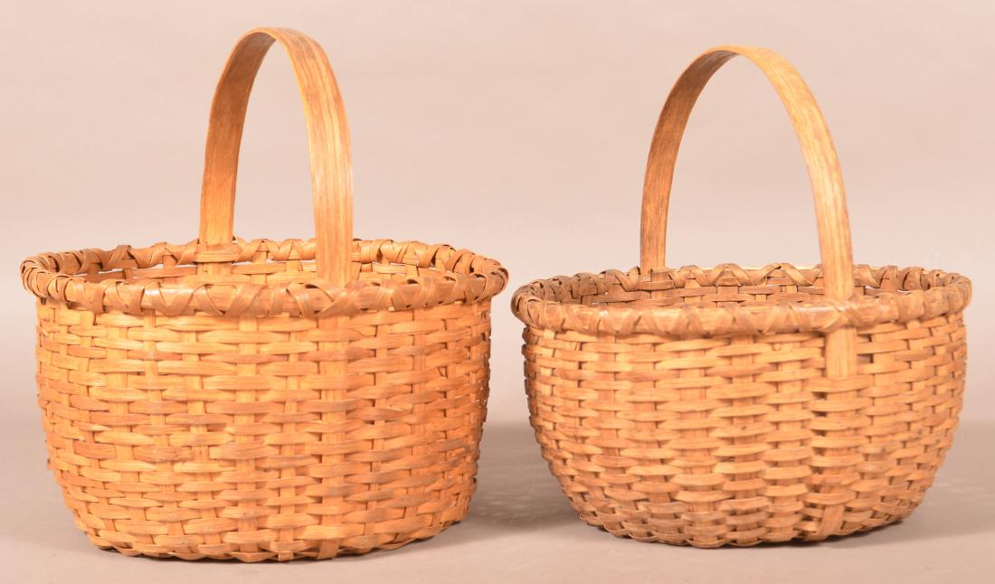 Two Circular Woven Oak Splint Baskets.