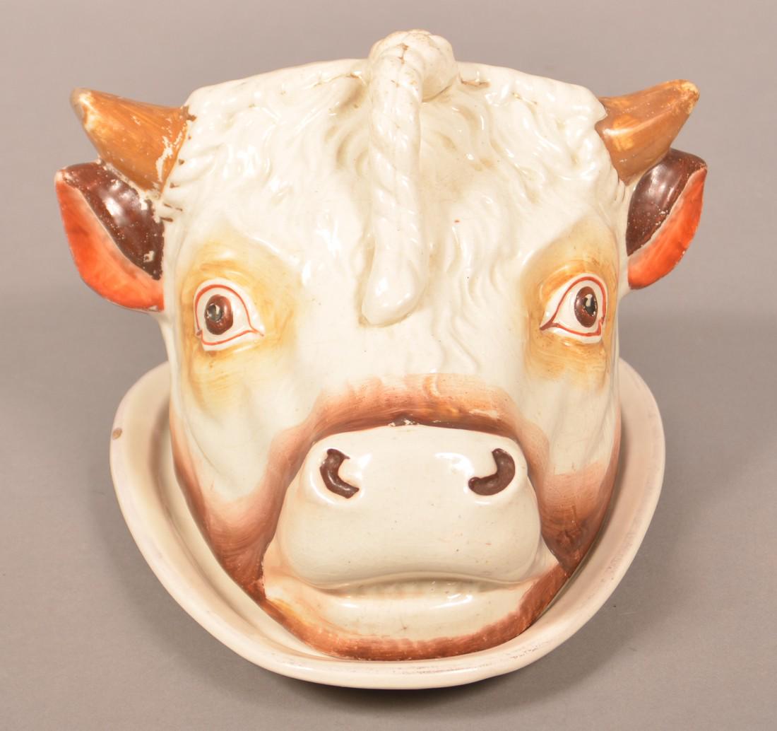 Staffordshire 19th Cent. Cow Head Cheese Dish.