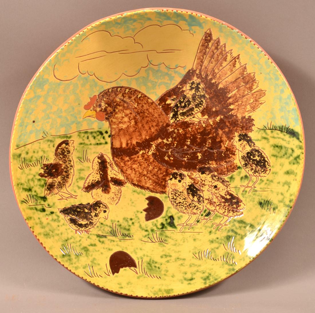 Breininger Redware Hen with Chicks Charger.