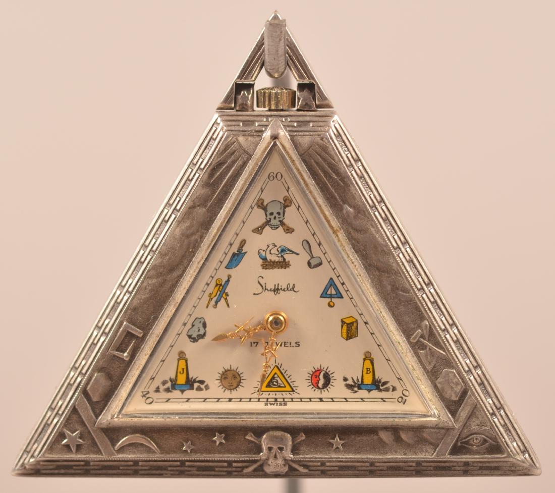 Unusual Triangular Masonic Pocket Watch