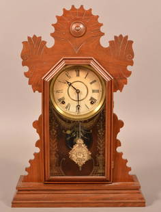 E. Ingraham Walnut Victorian Shelf Clock
