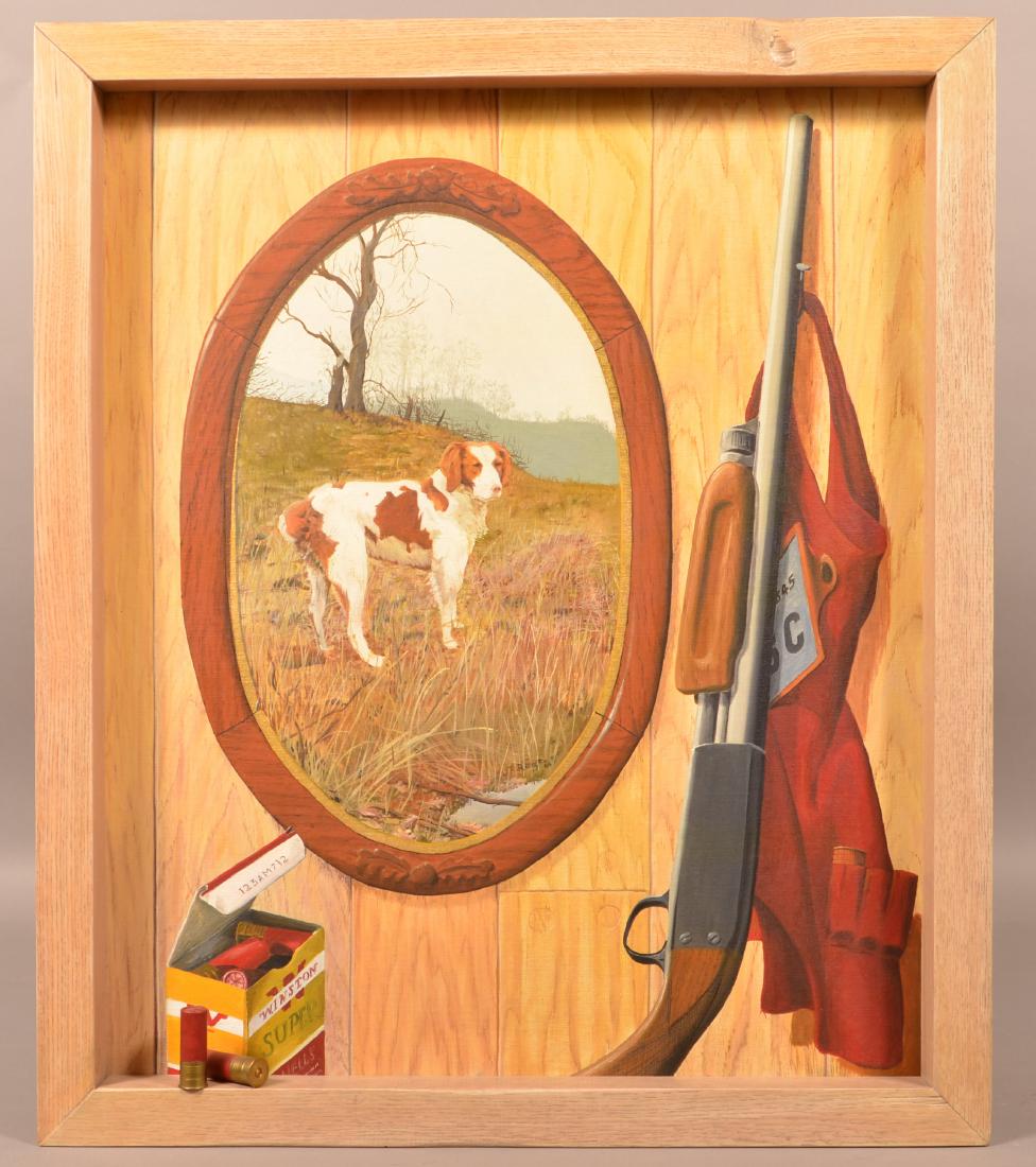 J. Randolph Rowe Oil Painting Hunting Gear Still Life.