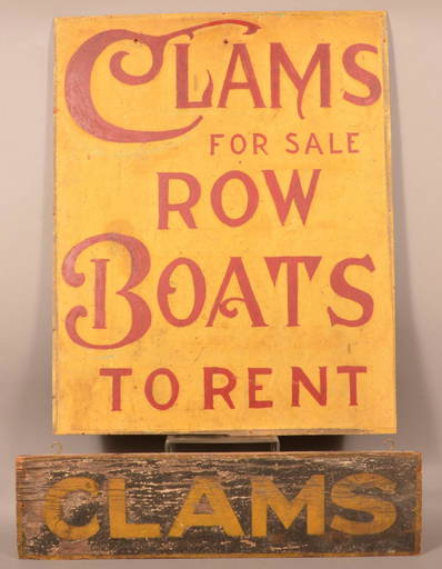 Two Antique/vintage Clam Signs.