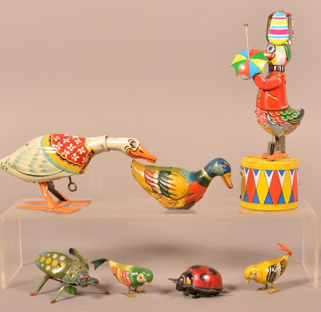 Seven Tin Lithograph Tin Wind-up Toys.