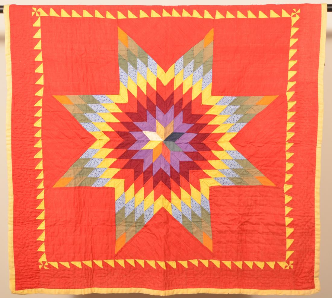 Antique Star Pattern Patchwork Crib Quilt.