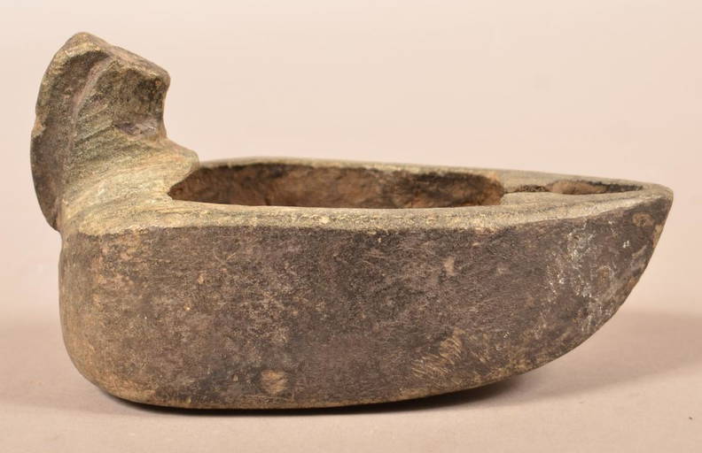 Antique Soapstone Grease Lamp Inuit People Light And