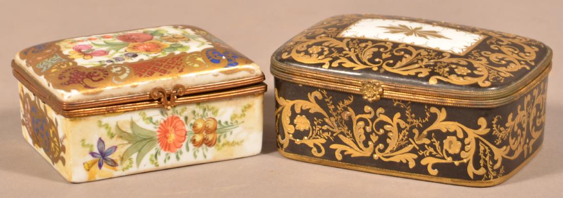 Two 19th Century Porcelain Hinged Lid Trinket Boxes.
