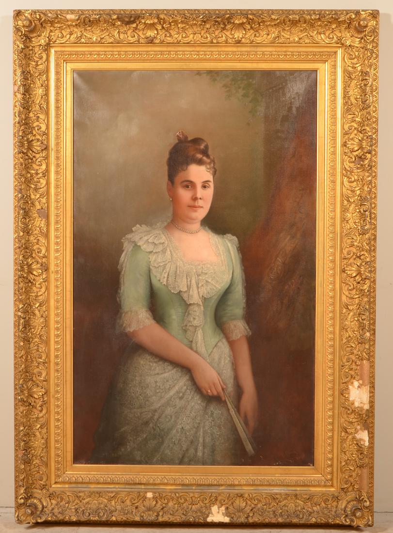 Signed F. Spang 1890 Large Oil on Canvas Portrait of a