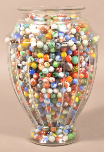 Large Jar Full Of 1000+ Vintage Marbles. Jar Measures