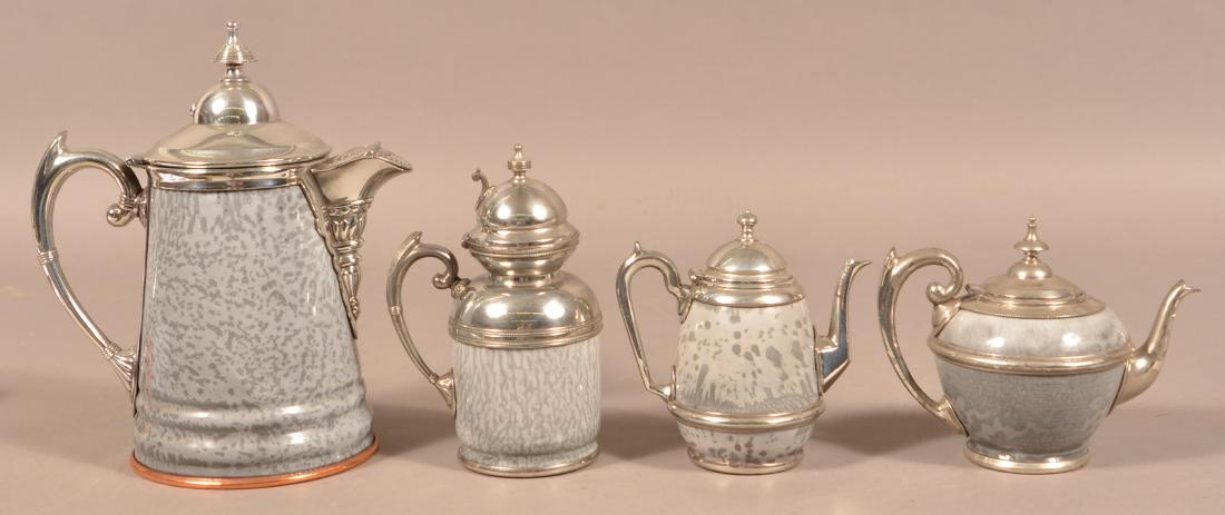 Four Antique/vintage Gray Granite Ware Hollowware