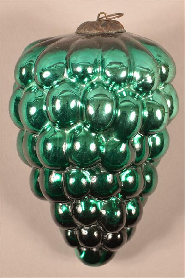 Antique German Teal Glass Oval A Cluster of Grapes