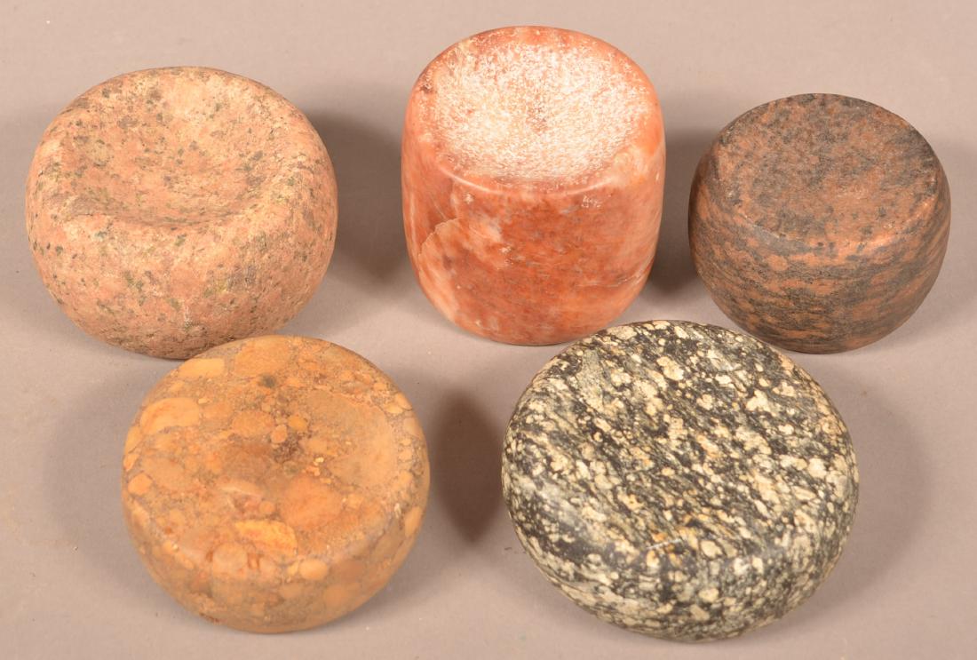 5 Various Hardstone Discoidals, "Chunkey" Stones of