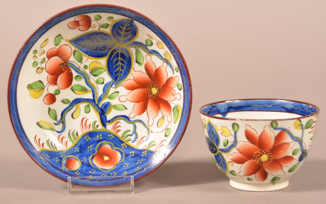 Gaudy Dutch Sunflower Pattern Cup and Saucer.