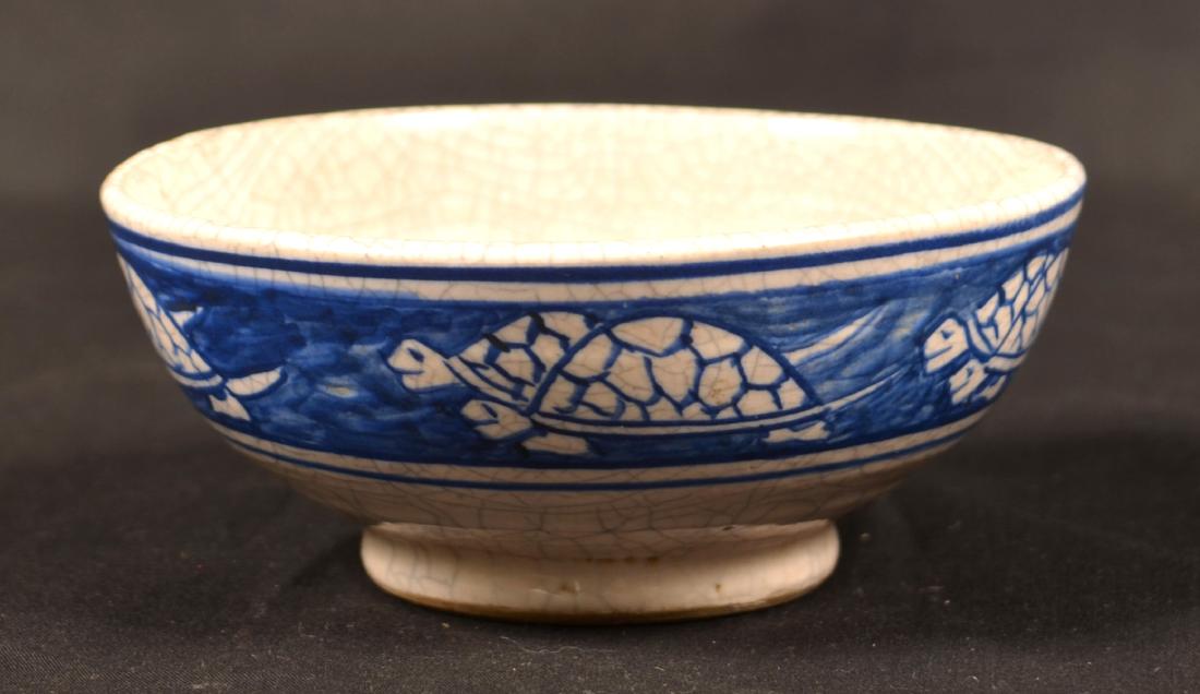 Dedham Pottery Turtle Border Small Bowl.