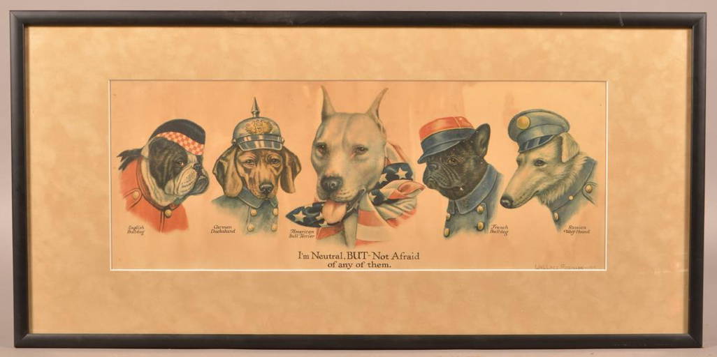 Wallace Robinson Military Satire Print With Dogs.