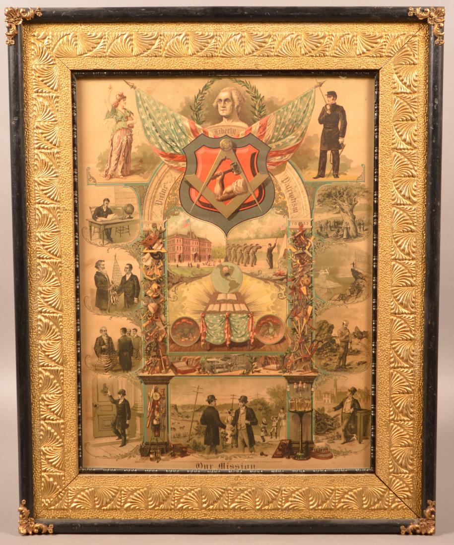 Antique Masonic Colored Lithograph.