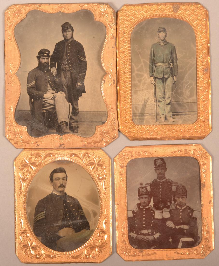 Four 1/6 Plate Tintypes Of Civil War Soldiers.