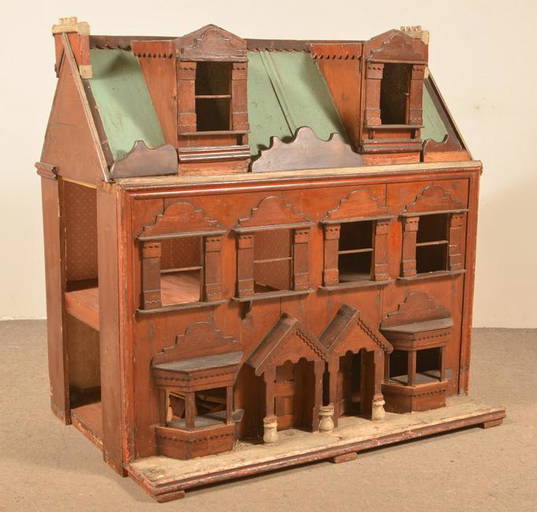 Antique Folk Art Wood 2 1/2 Story Model House.
