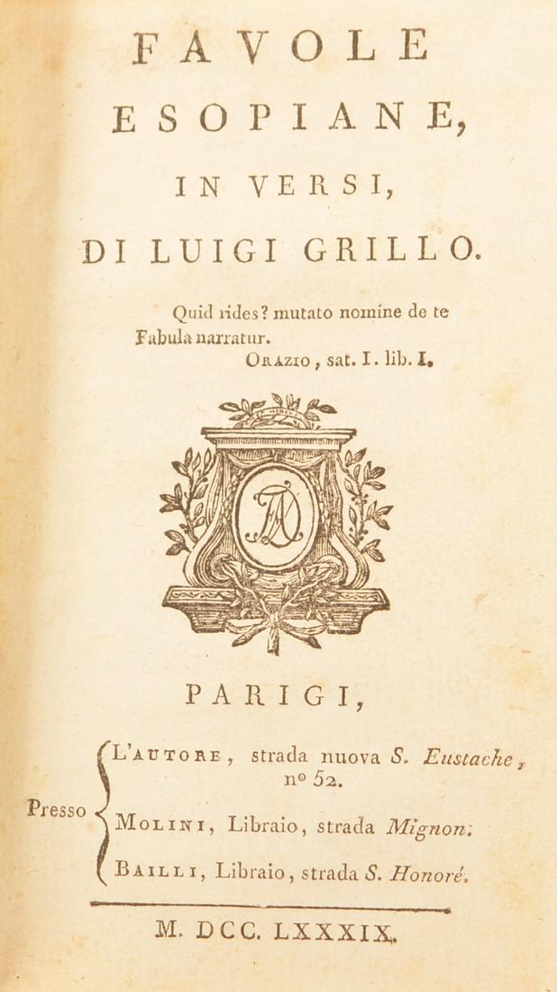1789 Aesop Fables in Italian - Jan 31, 2020 | Conestoga Auction Company ...
