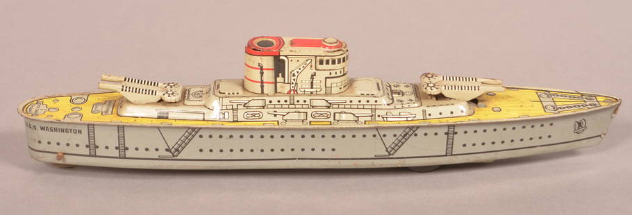 Uss Washington Tin Toy Battleship By Marx