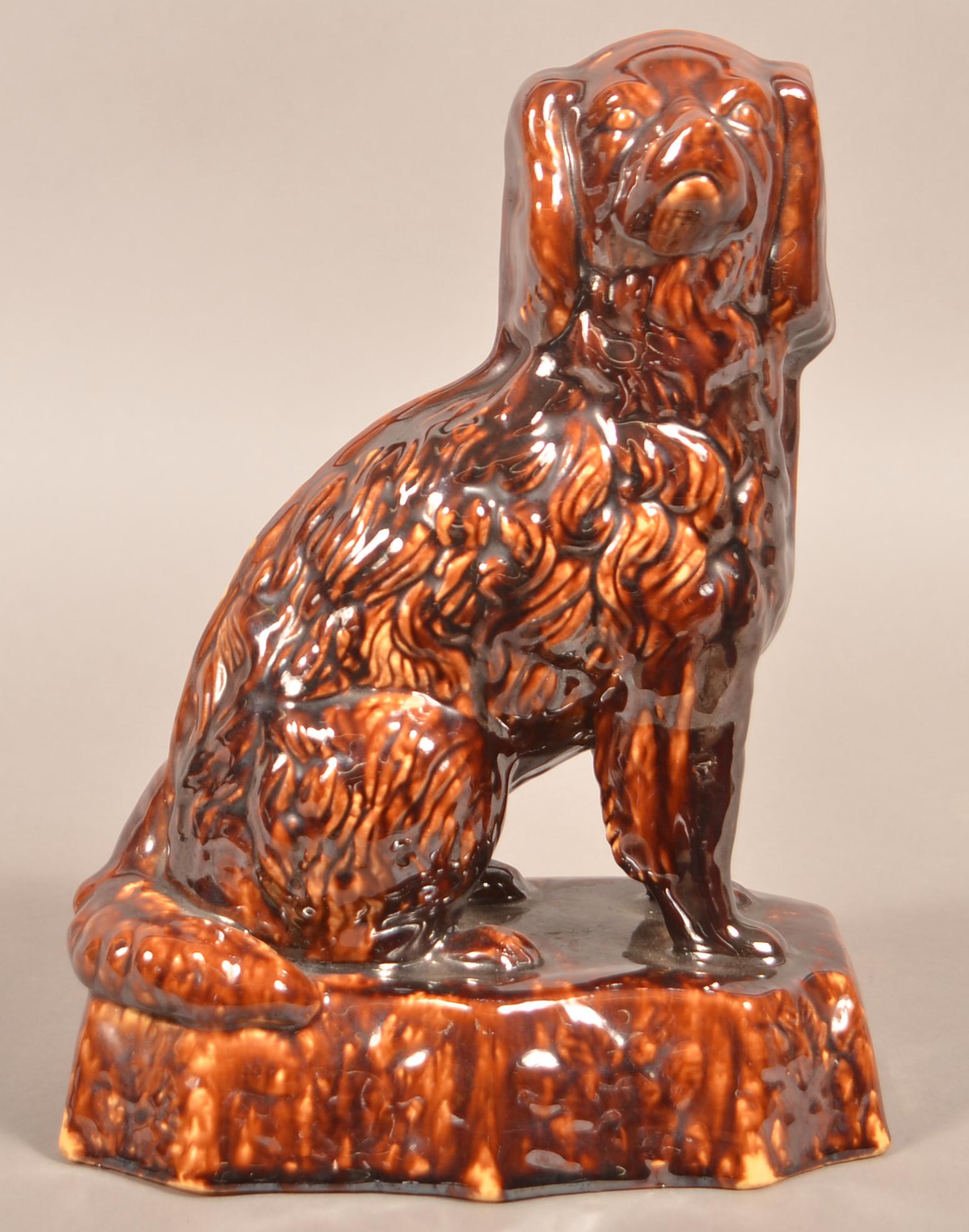 For Auction: Rockingham Glazed Yellowware Seated Spaniel Figure. (#0534 ...