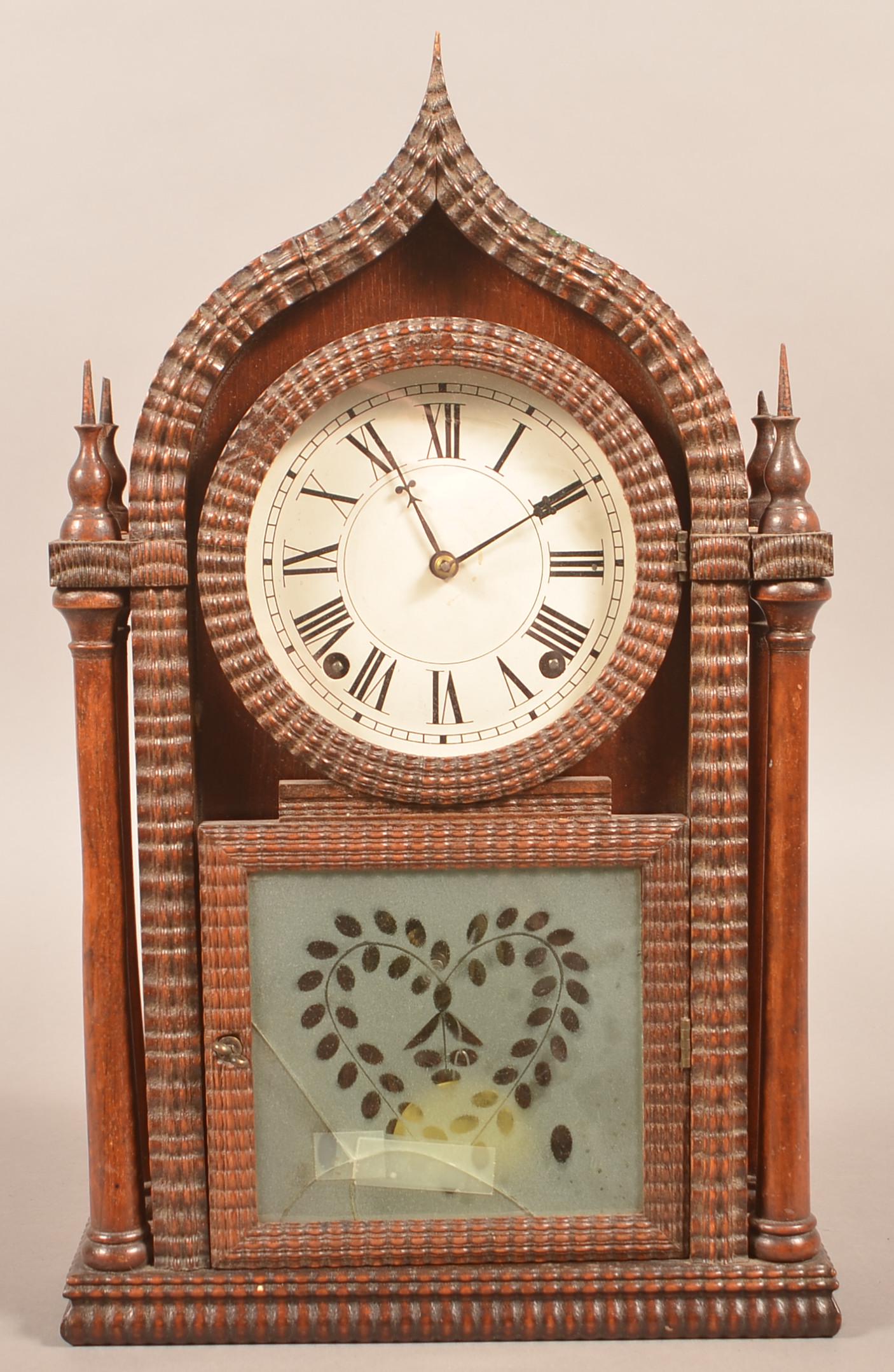 For Auction: J.C. Brown Gothic Ripple Front Shelf Clock. (#1006) on Jun ...