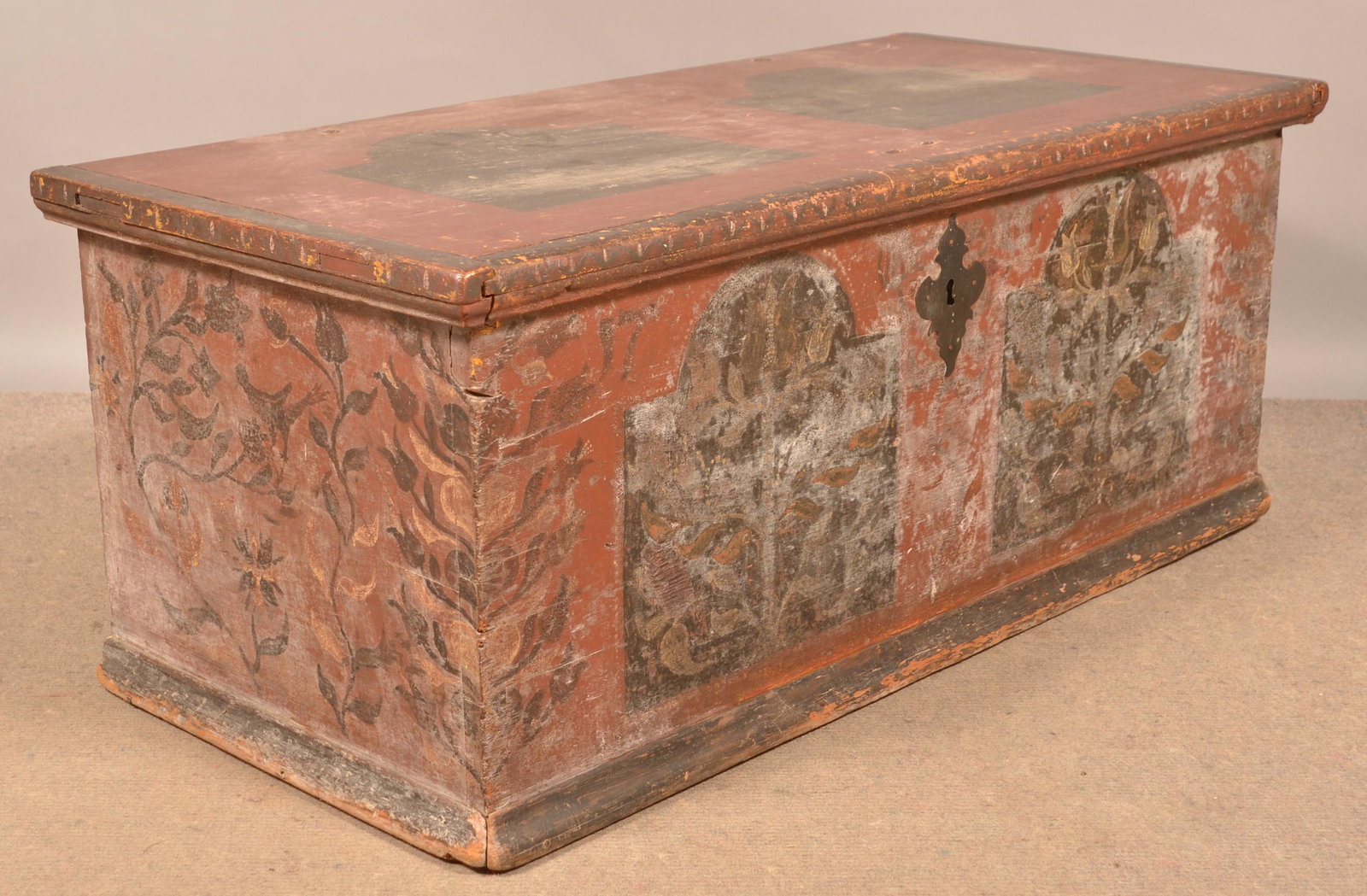 Pennsylvania Painted Dower Chest Dated 1773.