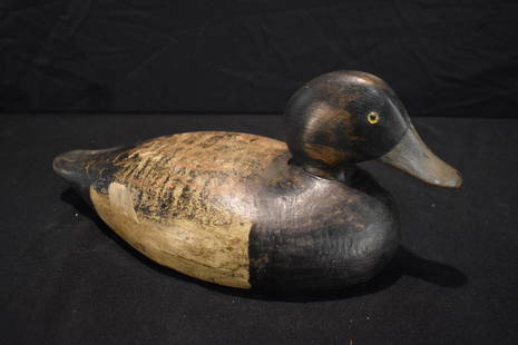 Vintage Wooden Carved Duck Decoy Bluebill Drake