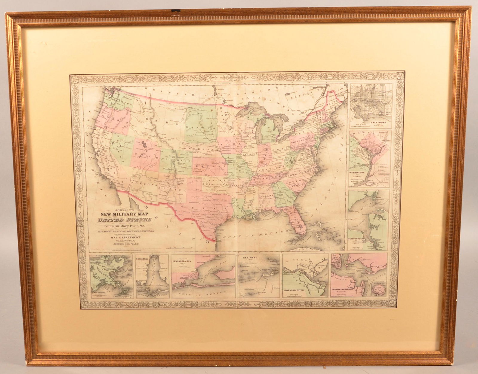 1861 Civil War Military Map Of The U.s.