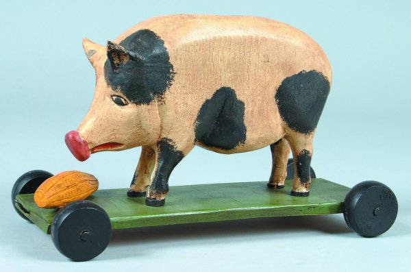 Pig Pull Toy By Gottshall Signed Feeding Time At K