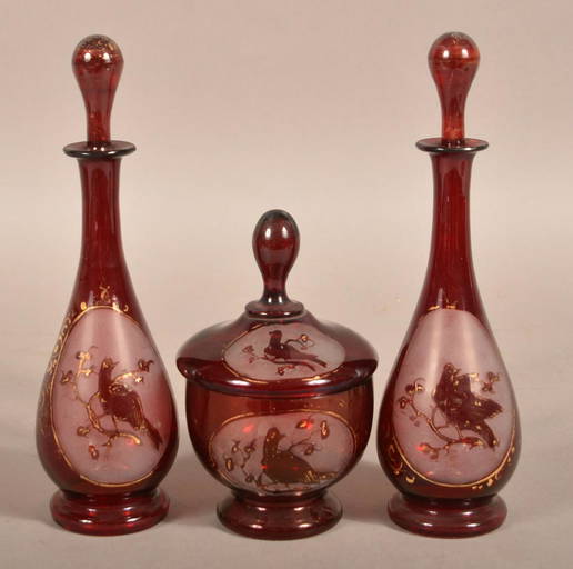 Bohemian Ruby Glass 3-Piece Toilet Set - Sep 18, 2021 | Conestoga ...