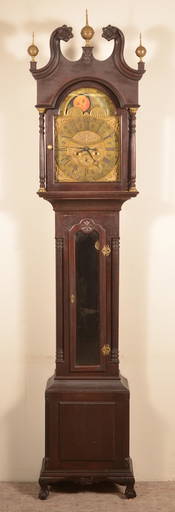Isaac Hadwen English Victorian Walnut Tall Case Clock.
