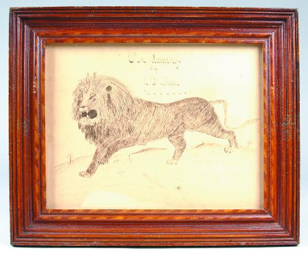 19th Century American Pen And Ink Drawing, Full Bo