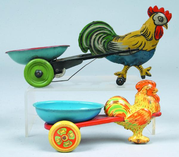 322: Two Tin Lithograph Rooster Pulling Cart Toys. Firs - Nov 05, 2010 ...