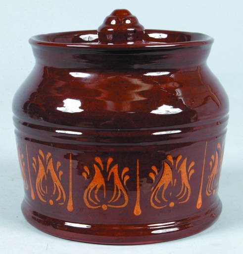 Ned Foltz 2007 Redware Pottery Floral Slip Decorated