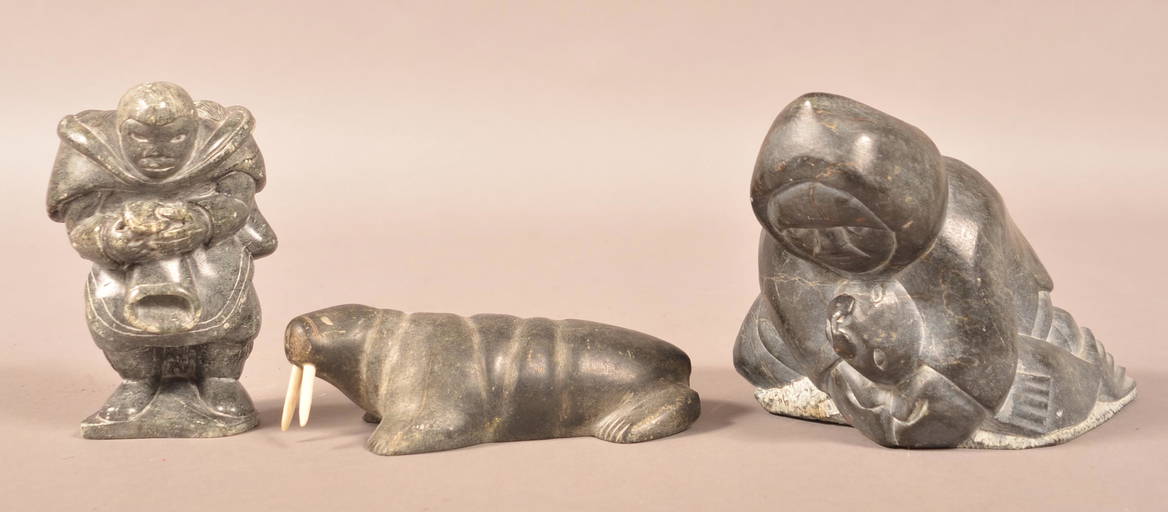 Three Vintage Inuit Stone Carvings.