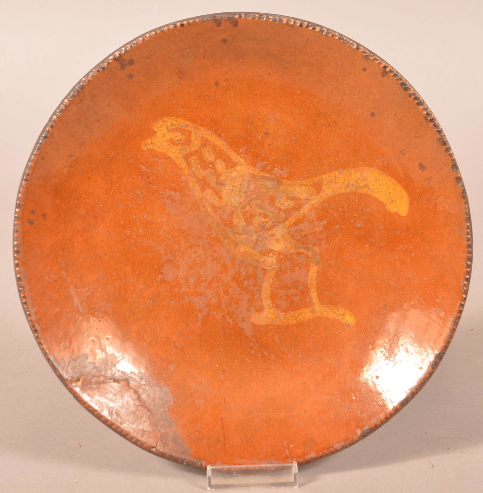 Antique Redware Plate with Bird Yellow Slip. - Mar 05, 2022 | Conestoga ...