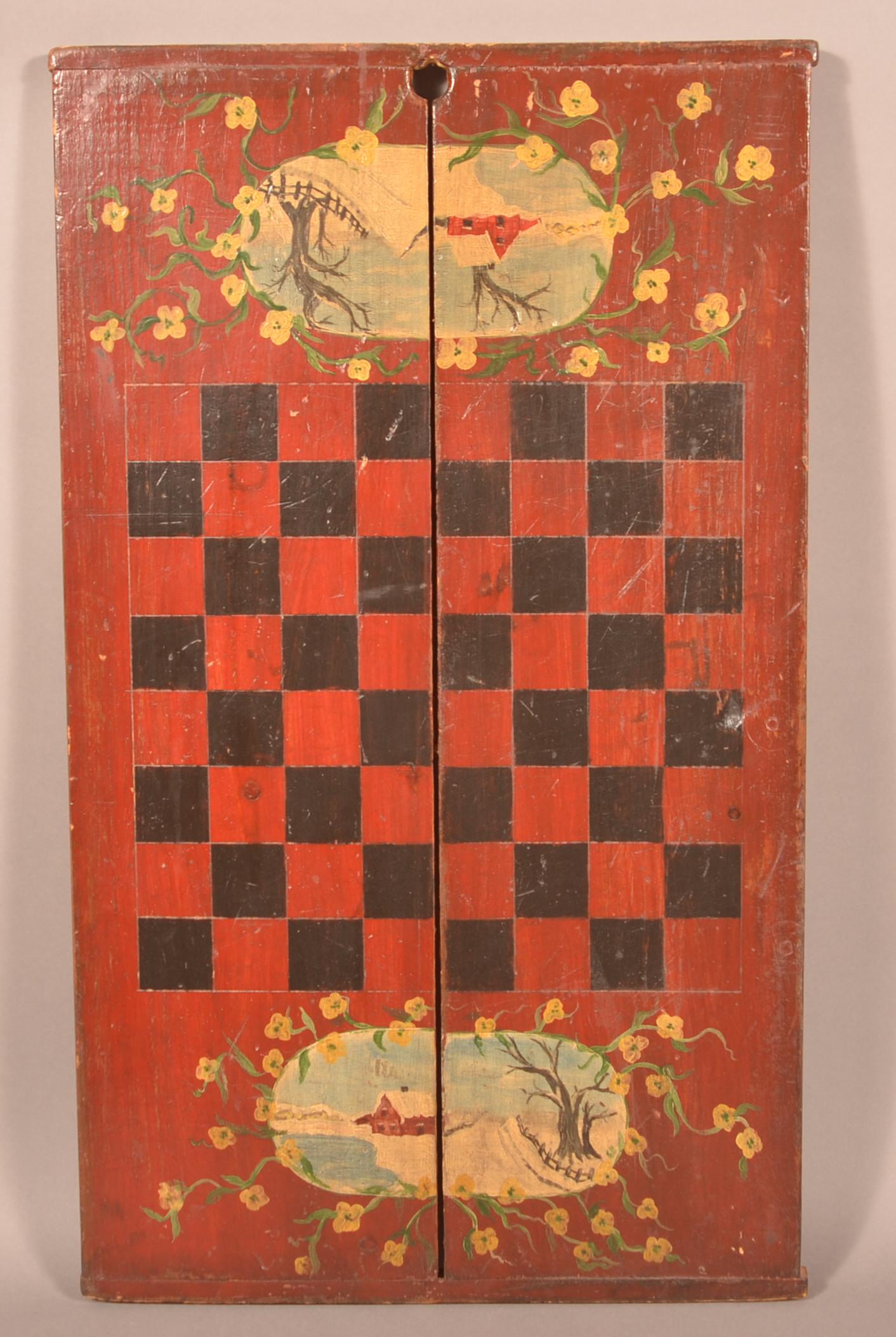 Antique Single-Sided Paint-Decorated Game Board. (#1002) on Mar 05 ...