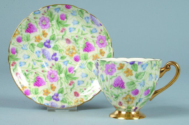 571: Shelley China Countryside pattern Cup and Saucer,