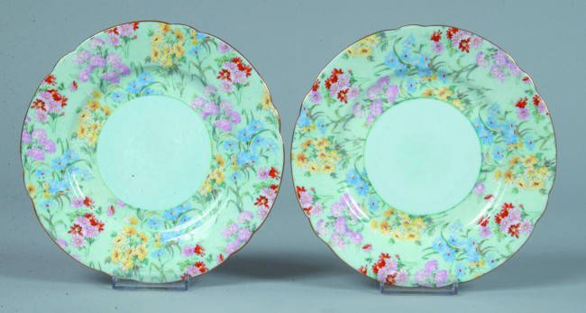 Two Shelley China Melody Pattern Side Plates, 7" D