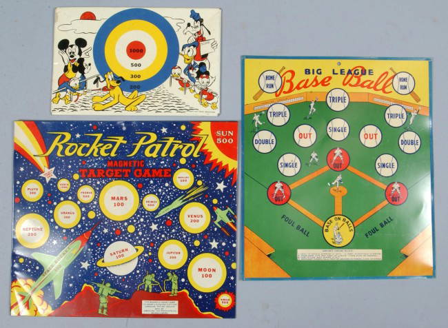 Three Pieces Lithographed Steel Target Boards, Dis