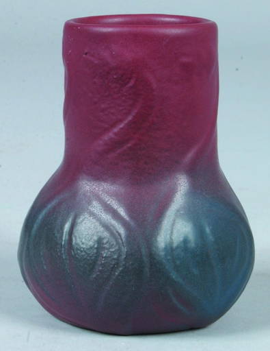 Van Briggle Vase, 4 1/2"h.; Purple With Blue Accen
