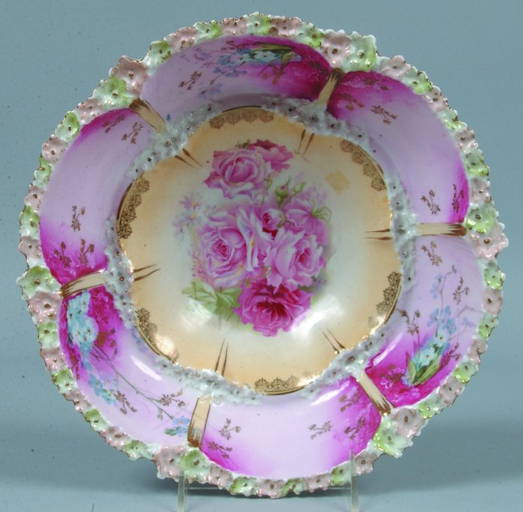 Rs Prussia Bowl, 10.5"d.; Mold 53a; Floral Design