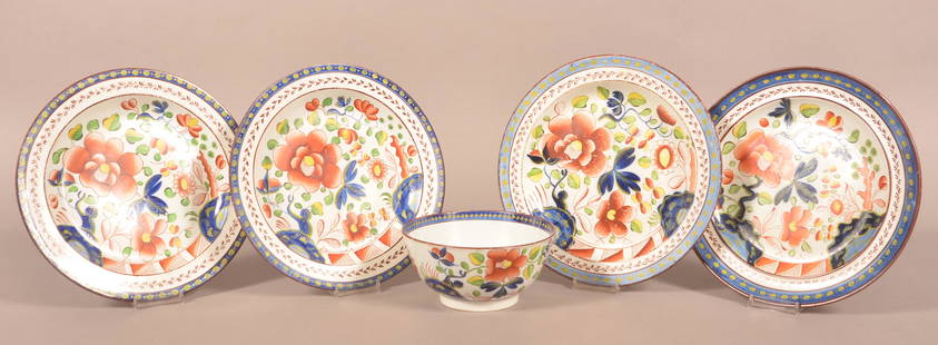 Six Pieces Of Gaudy Dutch Single Rose China.