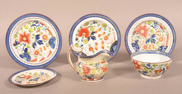 Six Pieces Of Gaudy Dutch Single Rose China.