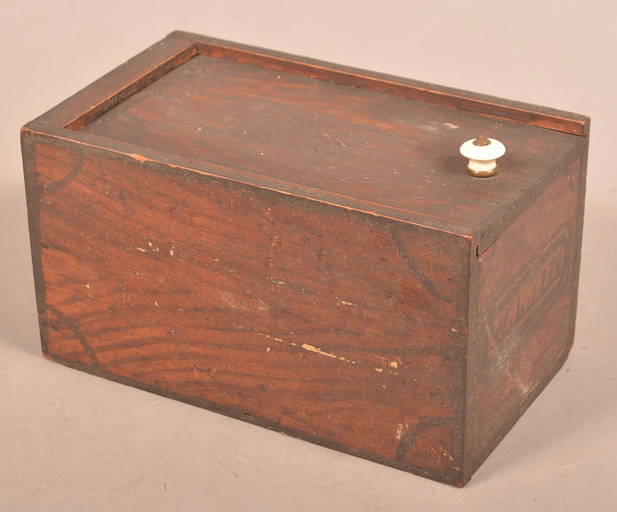 Antique Grain Painted Softwood Slide Lid Box.