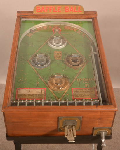 Baffle Ball Coin Operated Table Top Pinball Machine.