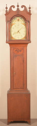 Jacob Eby, Manheim Eagle Inlaid Cherry Tall Case Clock.