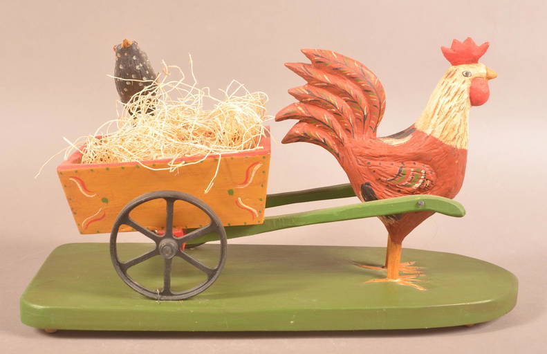 Contemporary Folk Art Carving of Rooster & Cart - Nov 29, 2022 ...