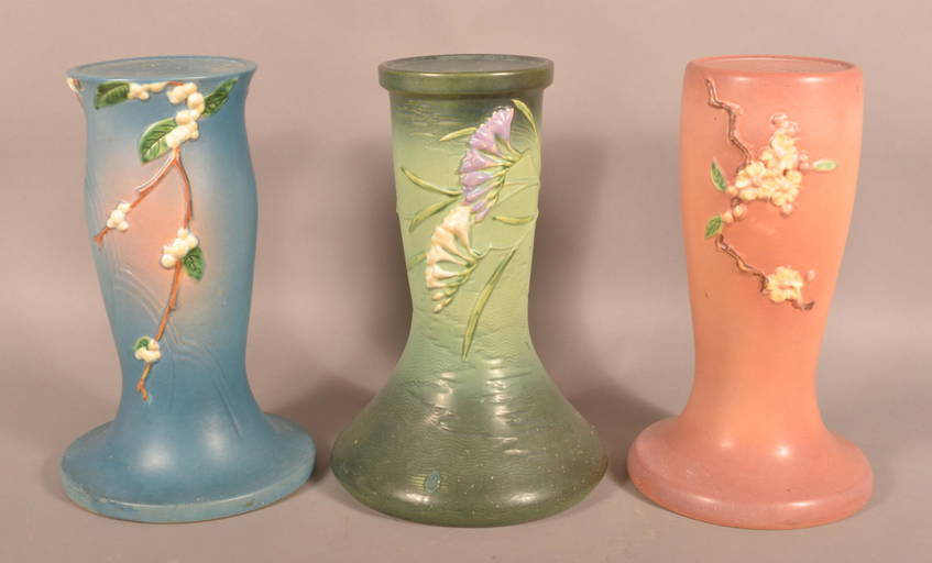 Three Roseville Art Pottery Pedestals. Three Roseville Art Pottery Pedestals.